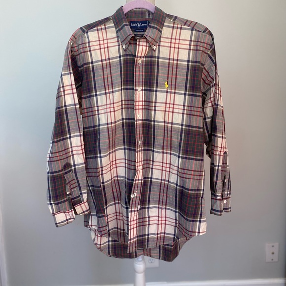 Ralph Lauren | Shirts | Ralph Lauren Forest Red Cream Plaid Long Sleeve ...